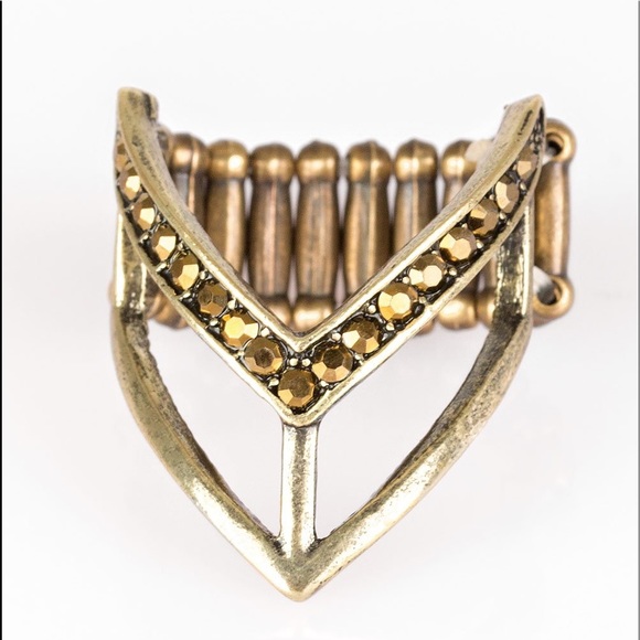 Jewelry | Brass V Shaped Frame Ring On Stretch Style Band Brand New ...